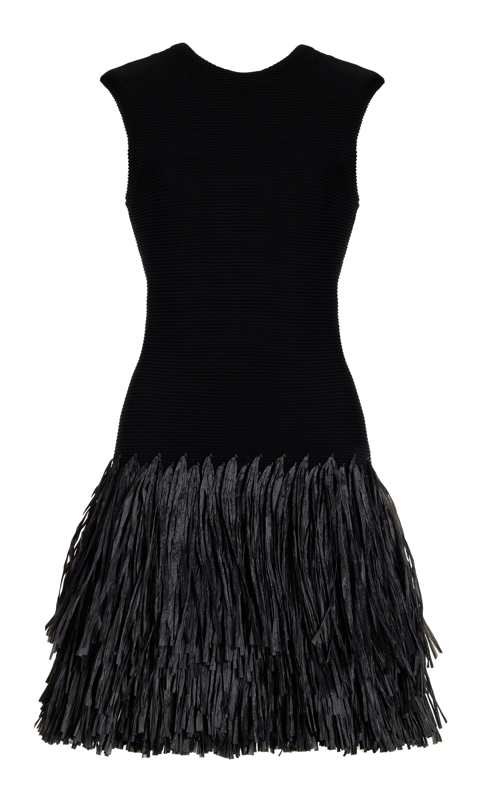 Aje Rushes Raffia Knit Mini Dress In Black | ModeSens