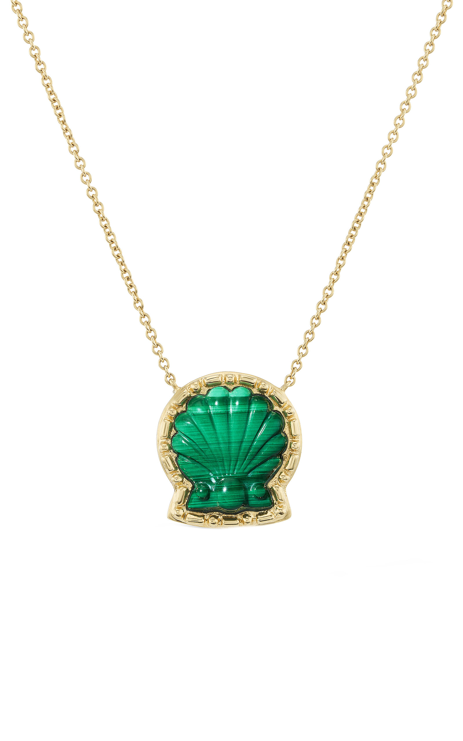 Emily Weld Collins 18k Yellow Gold Taras Shell in Malachite | Smart Closet