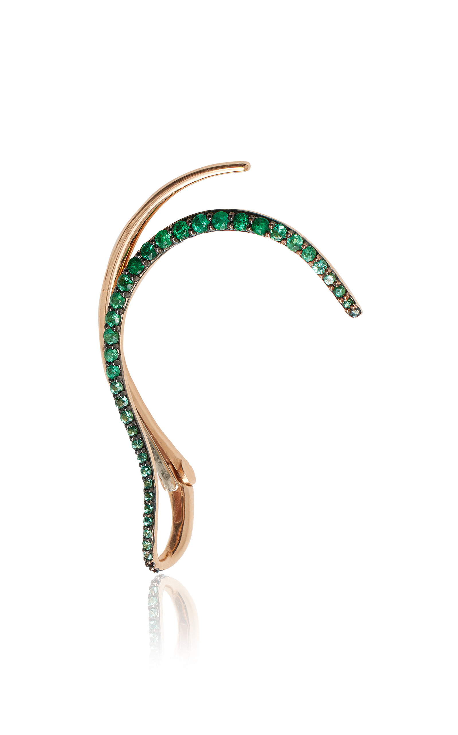 Marie Mas 18k Rose Gold And Emerald Queen Wave Single Ear Jewel-left ...