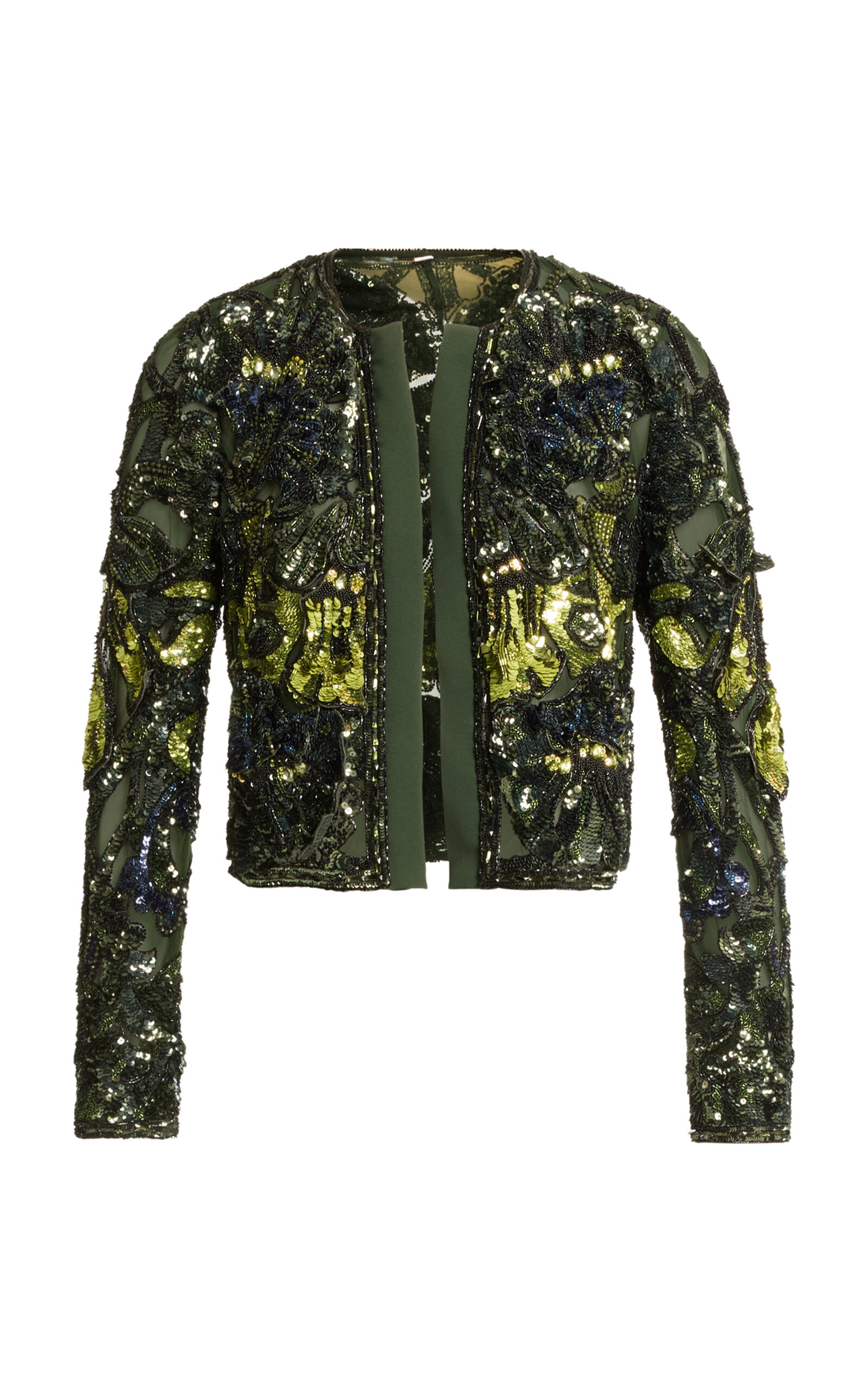 Elie Saab Bead-emroidered Jacket In Dark Green | ModeSens