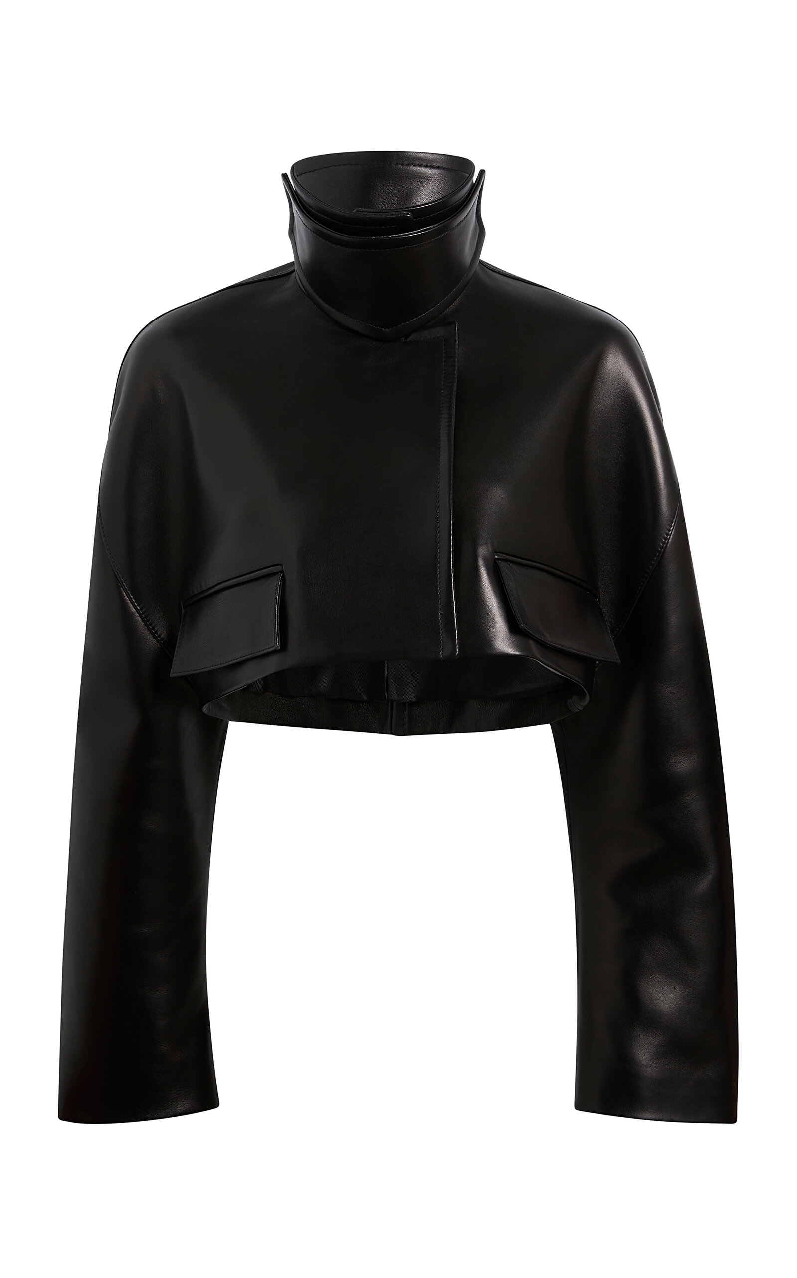 Khaite Rahm Cropped Plongé Leather Jacket | ModeSens