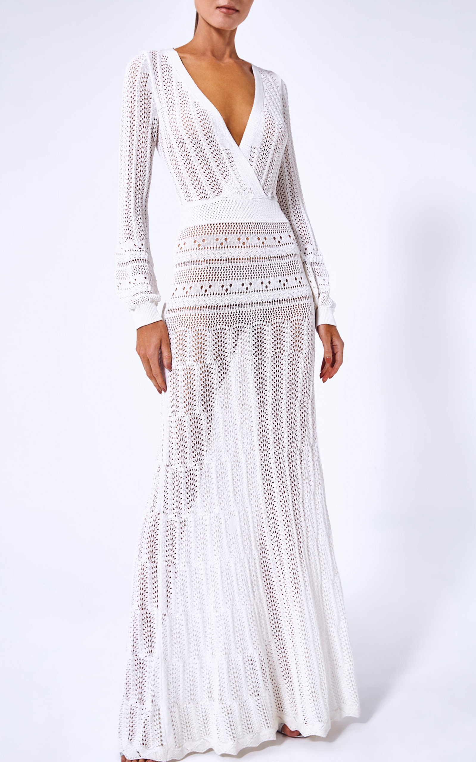 Alexis Ace Open-knit Cotton-blend Maxi Dress In Blue | ModeSens