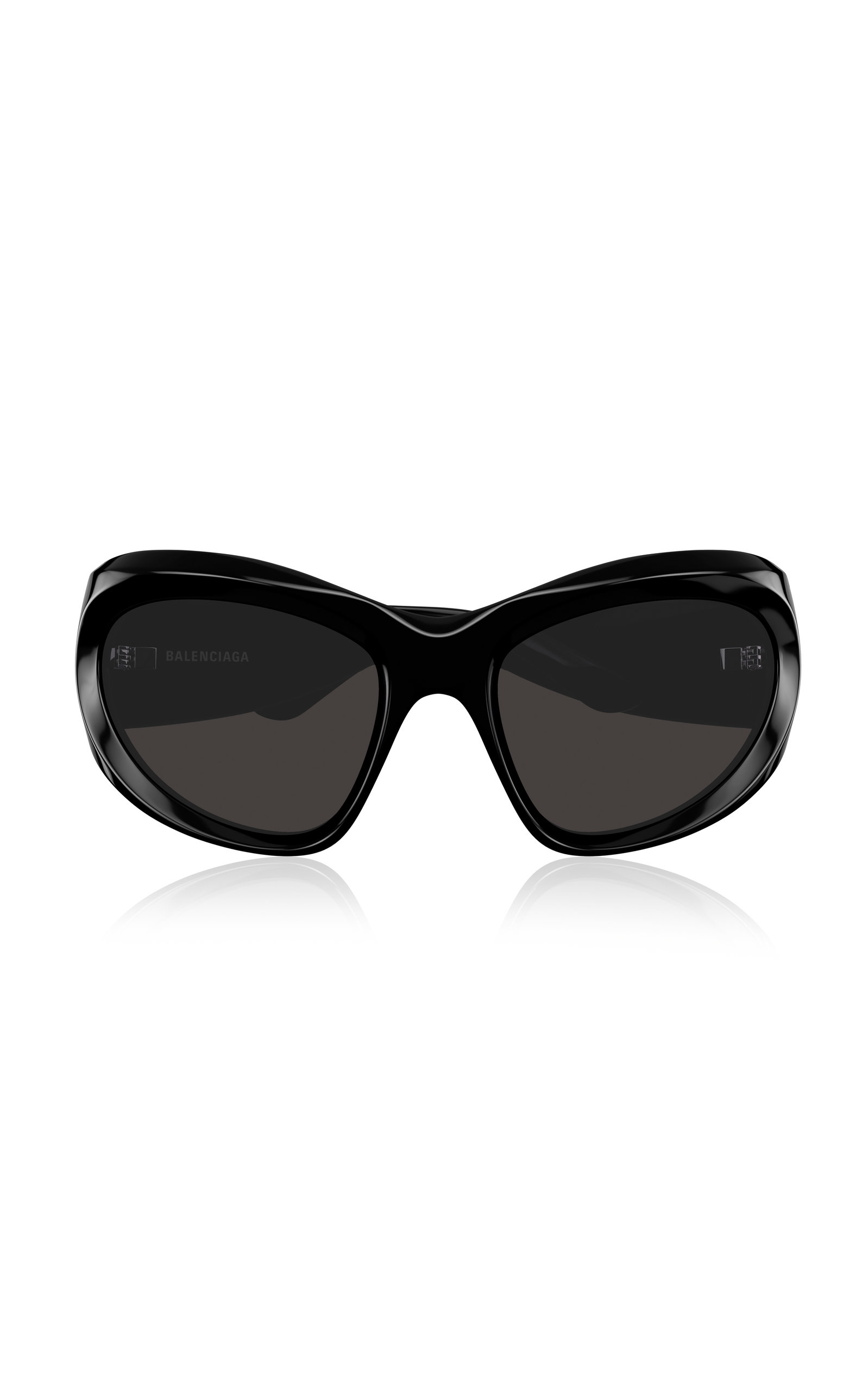 Balenciaga Swift Wrap-around Oval Acetate Sunglasses In Black | ModeSens