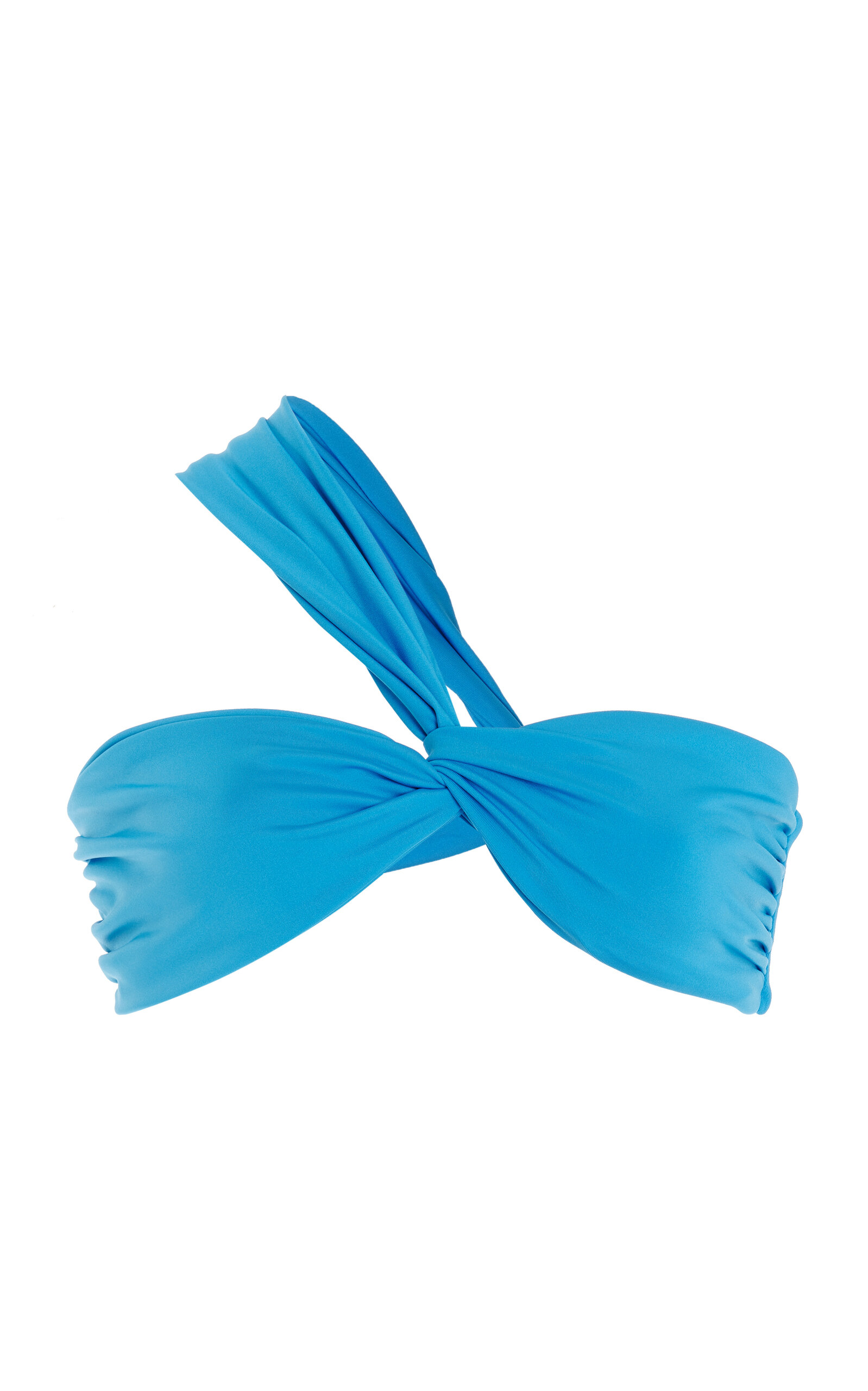 Aexae Ruched One Shoulder Bikini Top In Blue Modesens