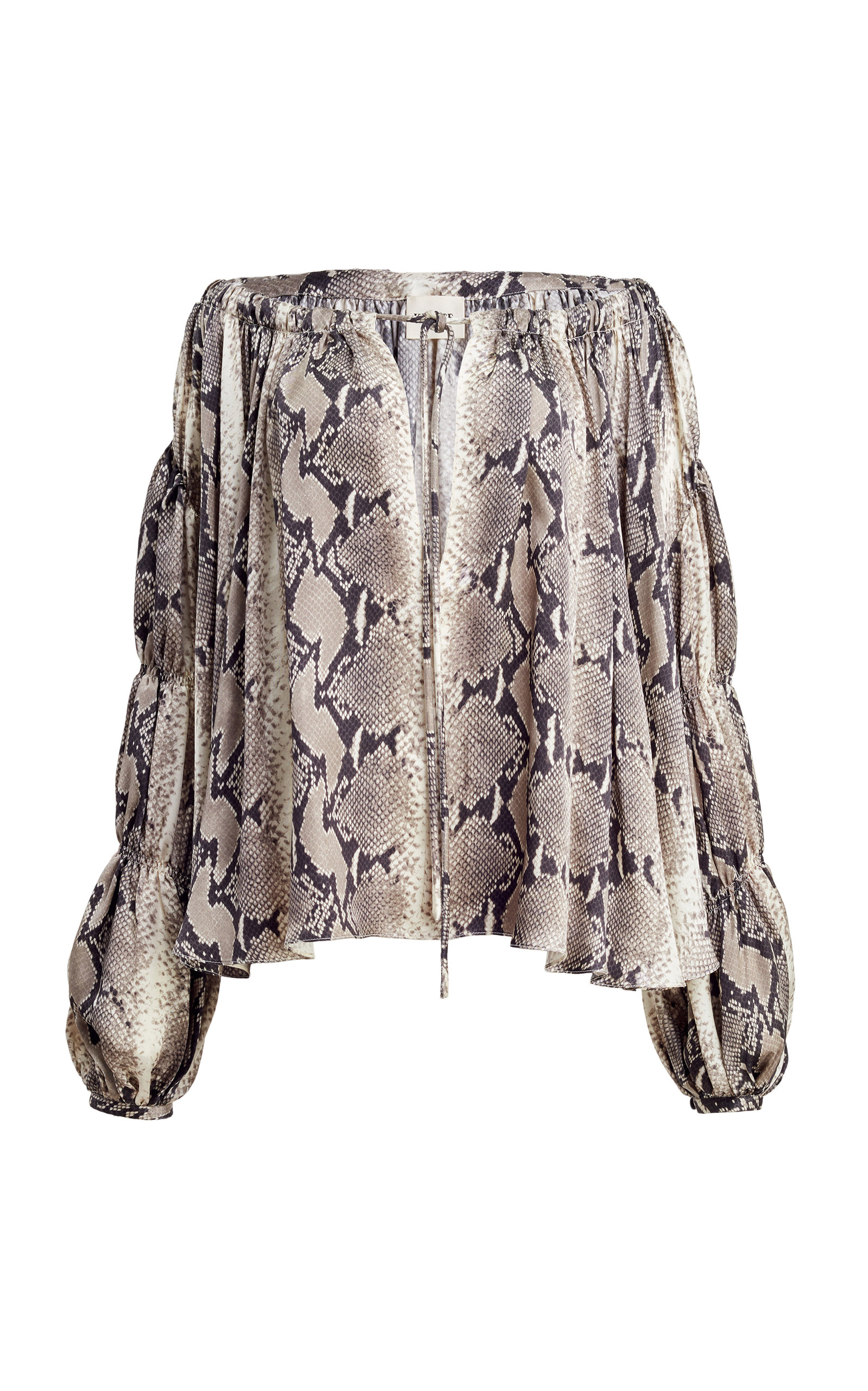 Khaite Women's Leny Off-shoulder Snake-effect Silk Blouse In Neutral ...