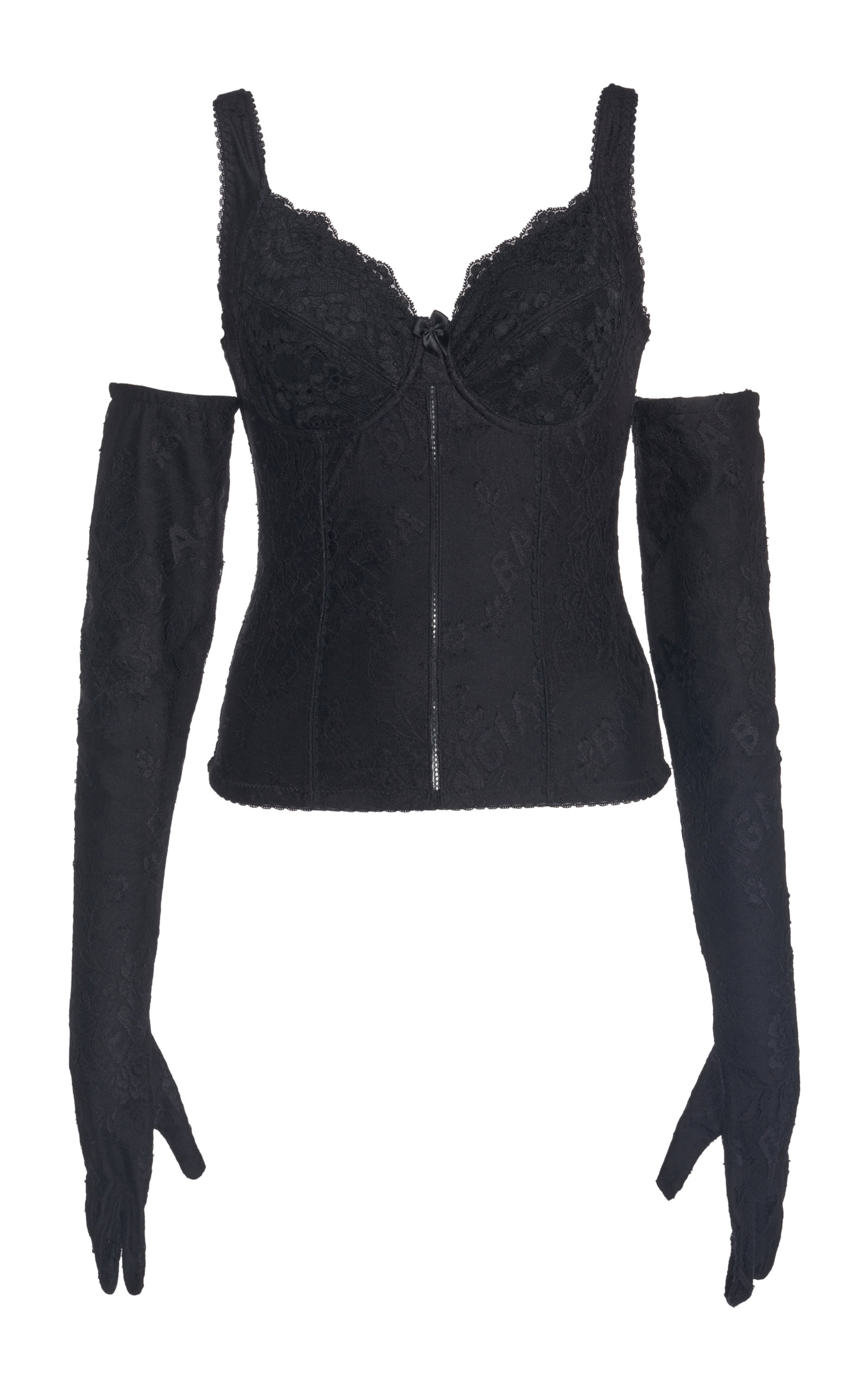 Balenciaga Cutout Lace Bustier Top In Black | ModeSens