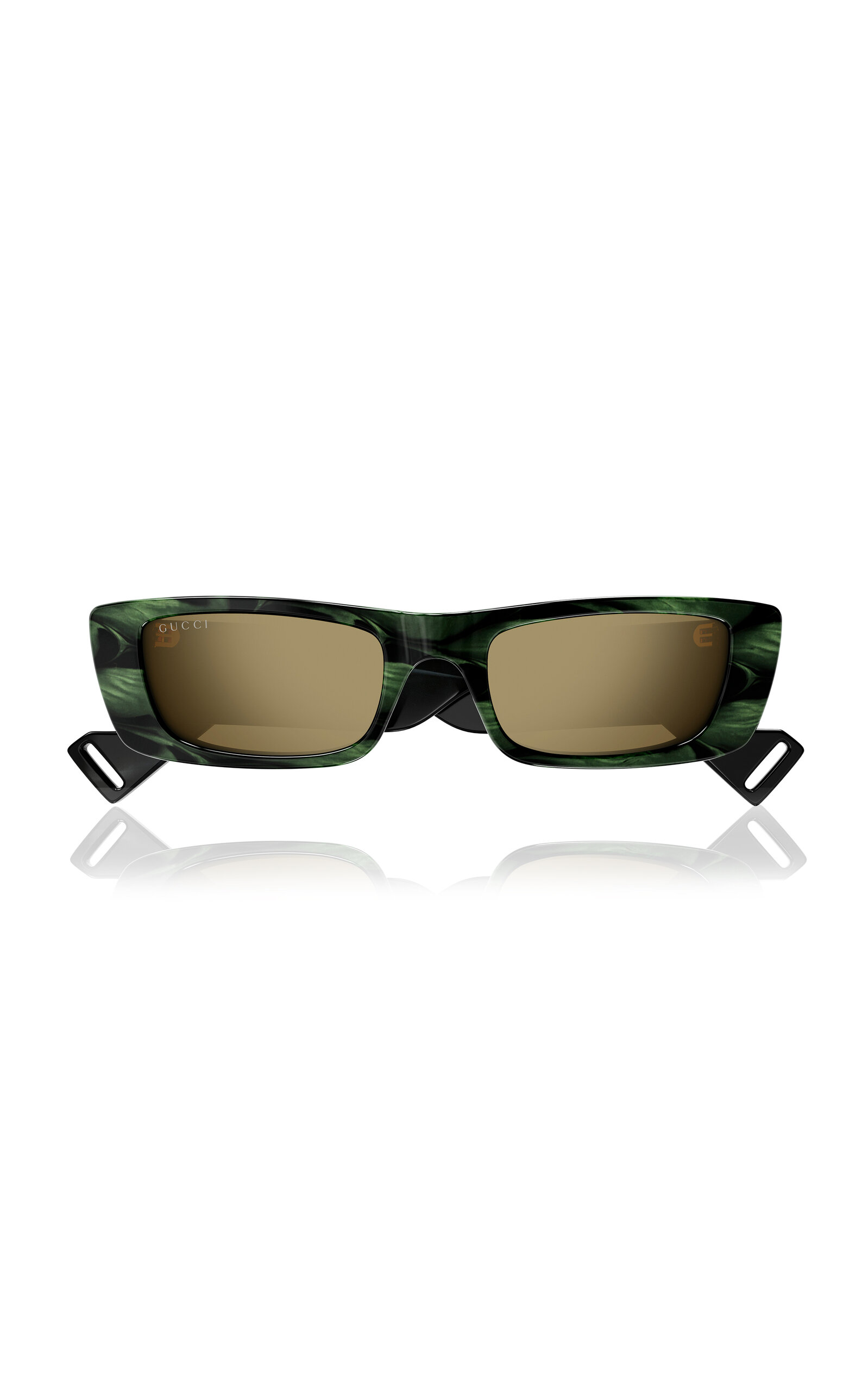 Gucci Gg Narrow Rectangular-frame Acetate Sunglasses In Green | ModeSens