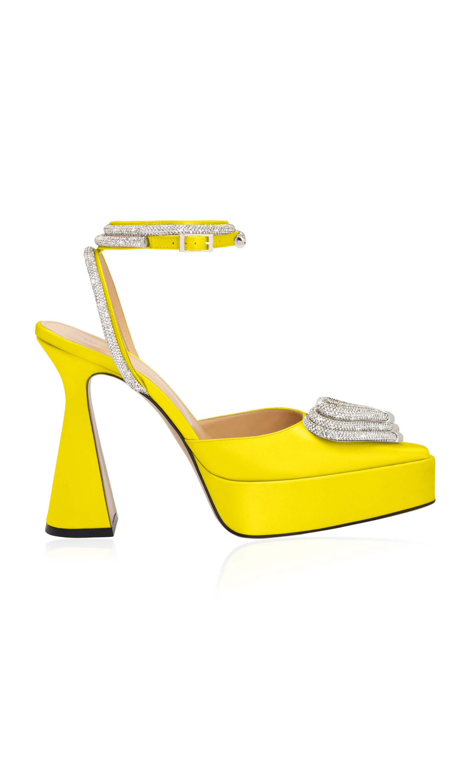 Mach&mach Women's Triple Heart Satin Platform Pumps In Yellow | ModeSens