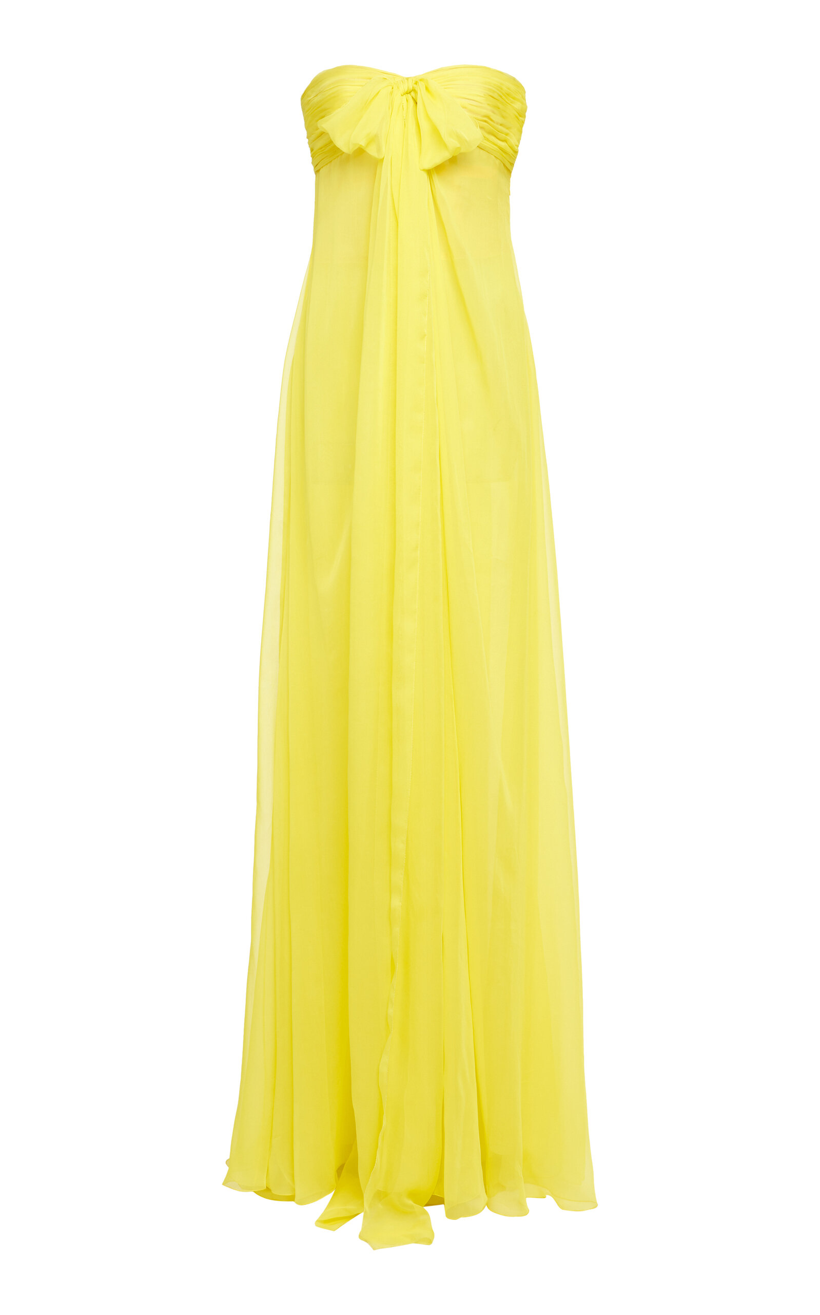 Valentino Silk Chiffon Gown In Yellow | ModeSens
