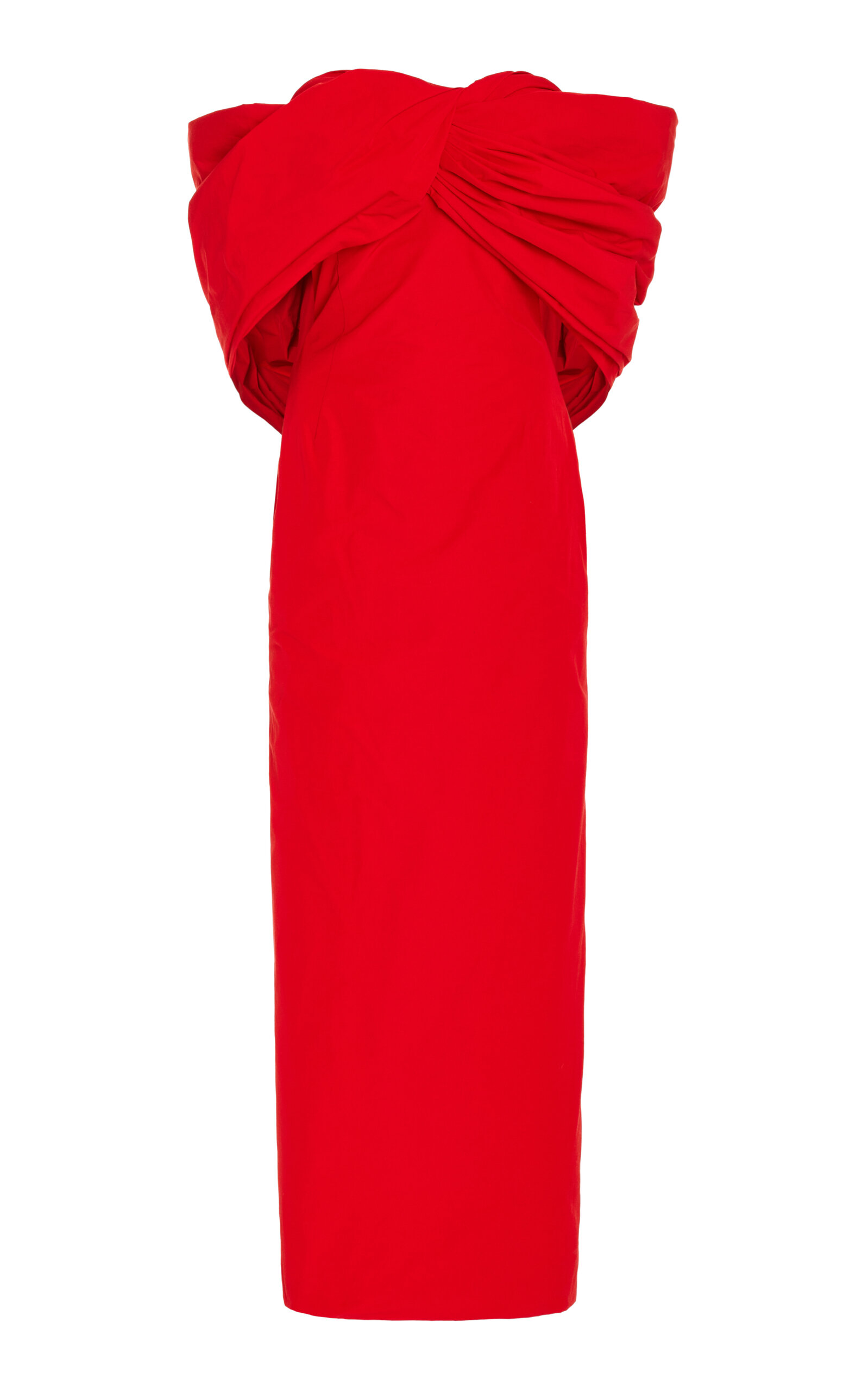 Rosie Assoulin Old Hollywood Off The Shoulder Midi Dress In Red Modesens