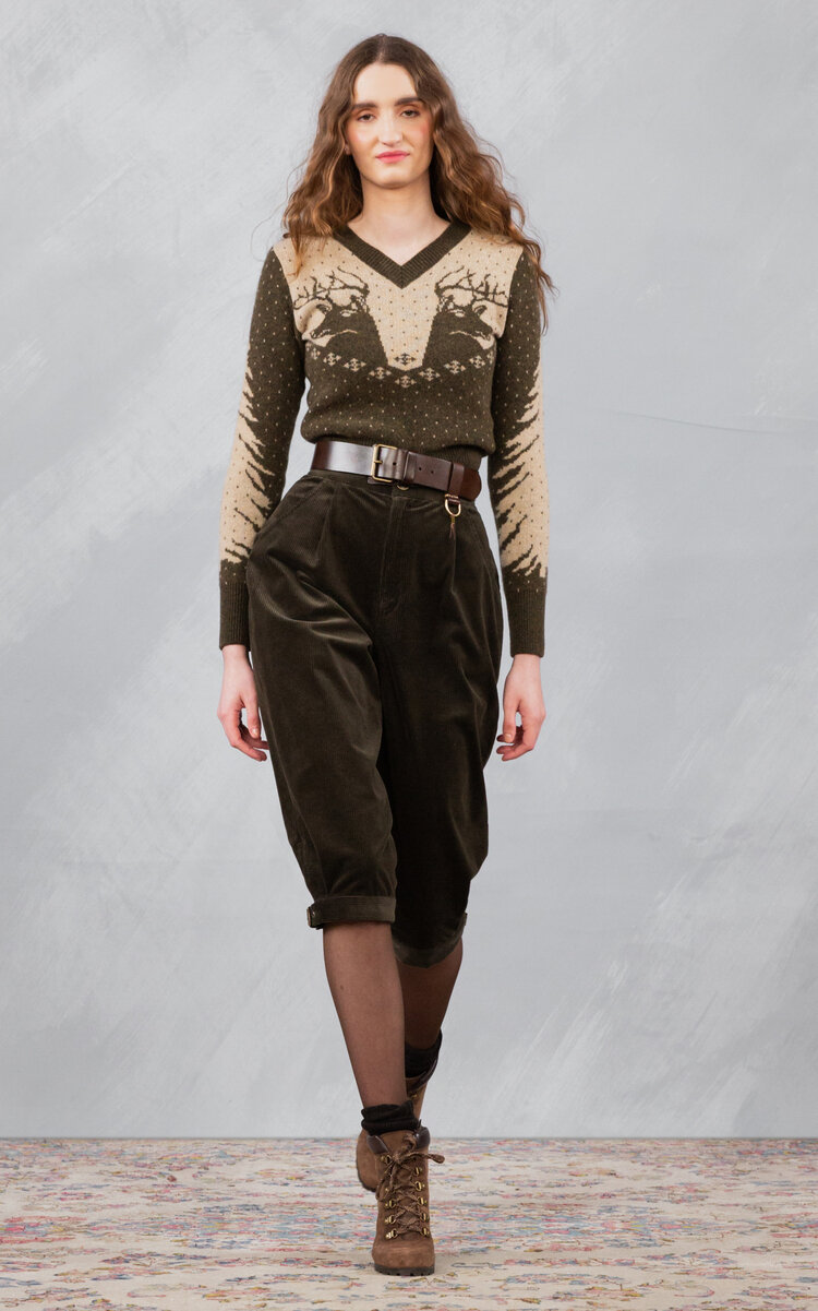 Lena Hoschek Women's Seppi Velvet Knickerbocker Shorts In Green | ModeSens