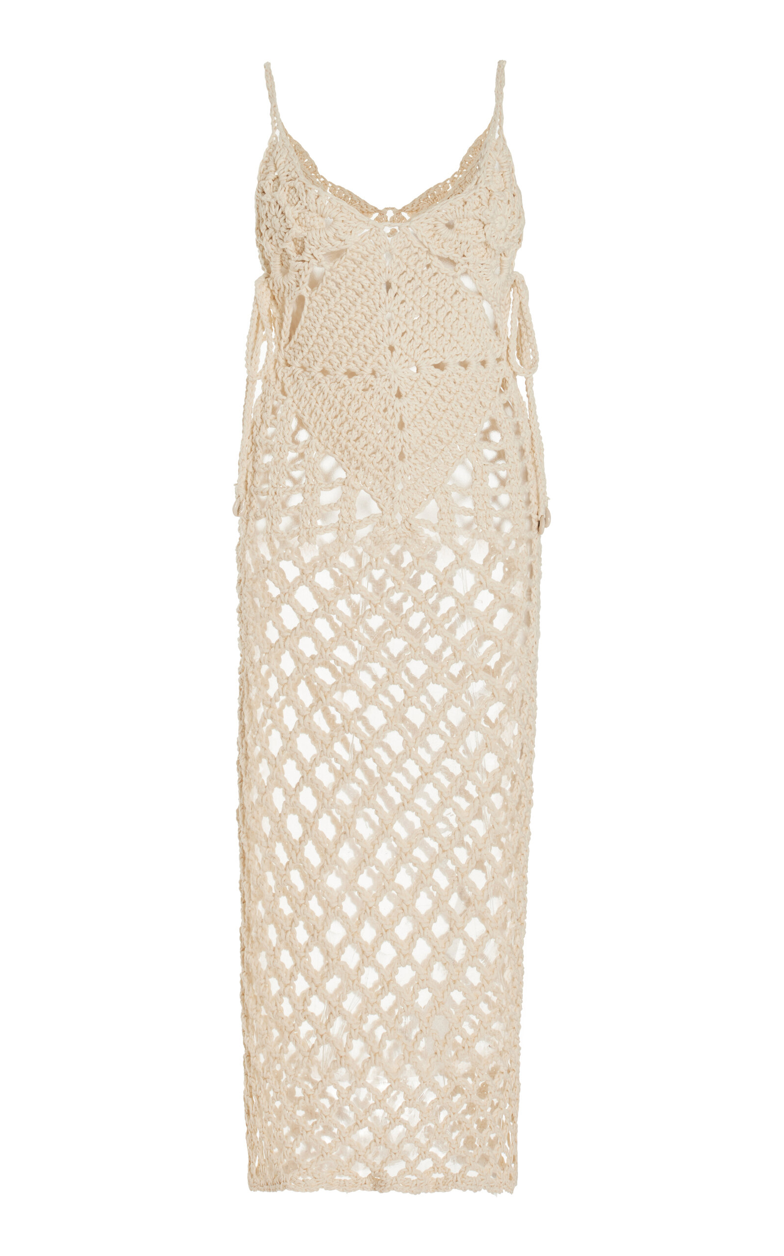 Nia Thomas Yemaya Cotton Crochet Midi Dress In Ivory | ModeSens