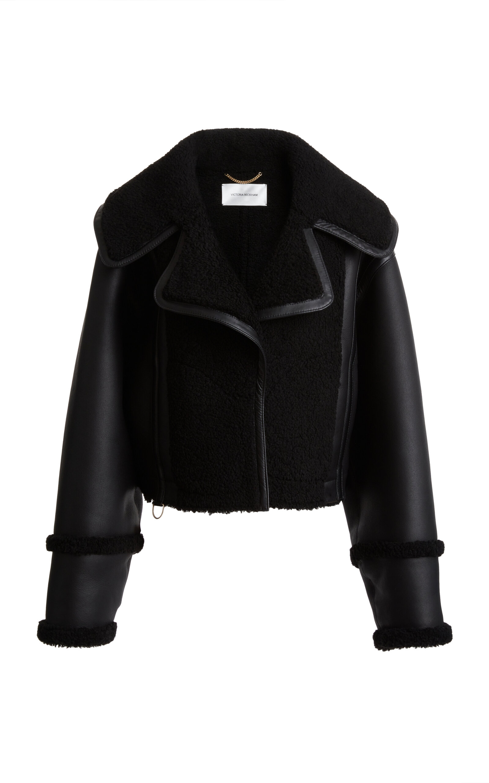 Victoria Beckham Shearling-lined Leather Jacket In Black | ModeSens