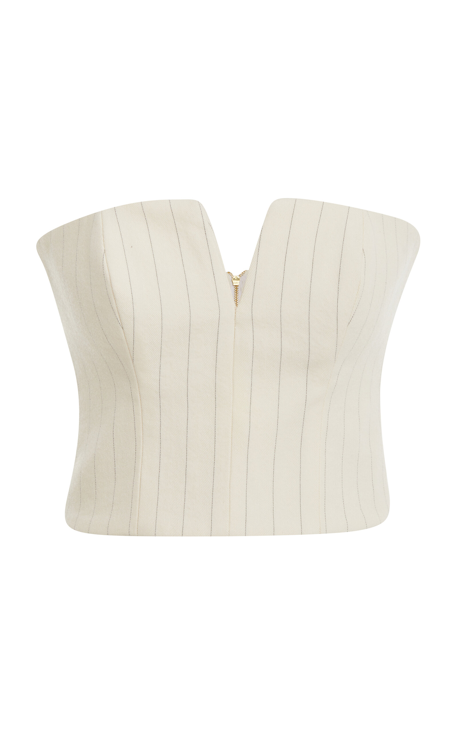 Zimmermann Luminosity Pinstripe Wool-cotton Bustier Top In White | ModeSens