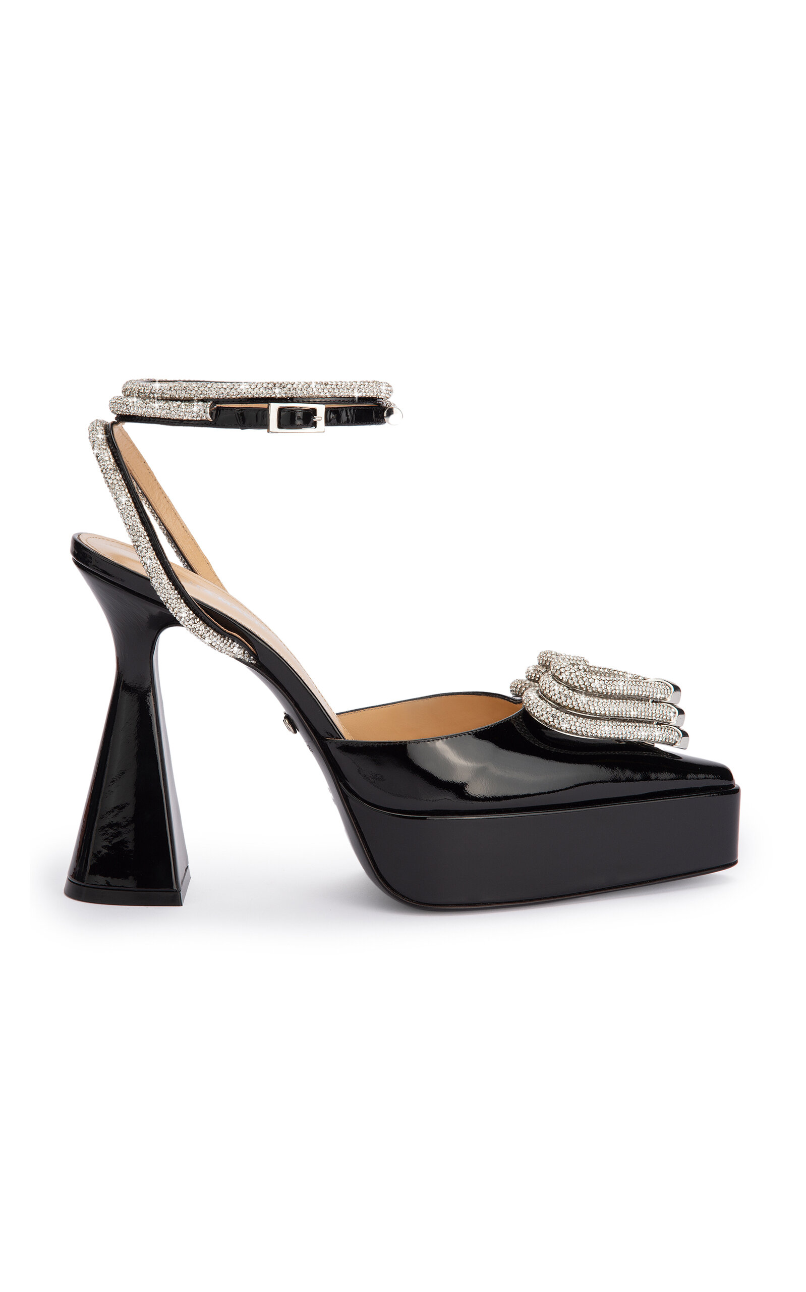 Mach & Mach Double Crystal Bow Satin Platform Pumps In Black | ModeSens