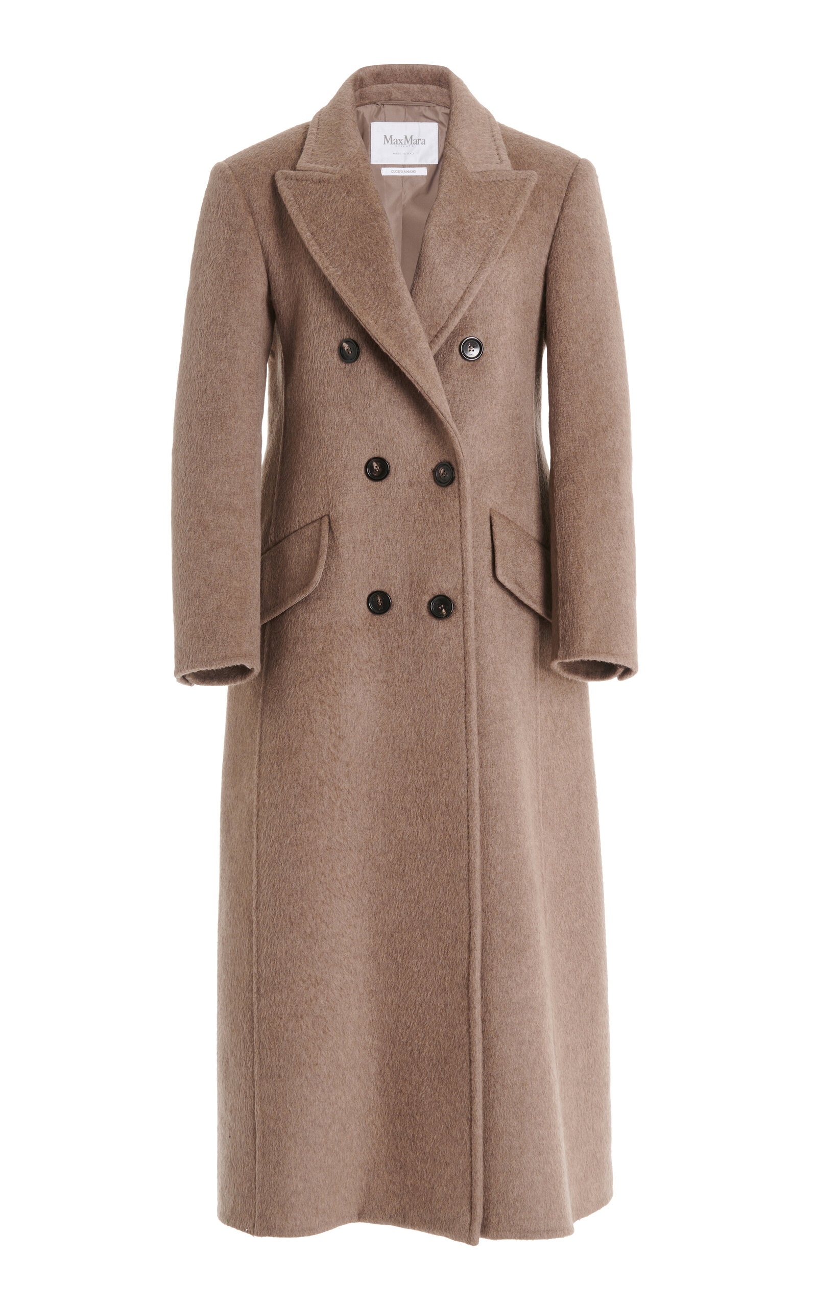 Max Mara Agar Long Double-breasted Wool Coat In Neutral | ModeSens