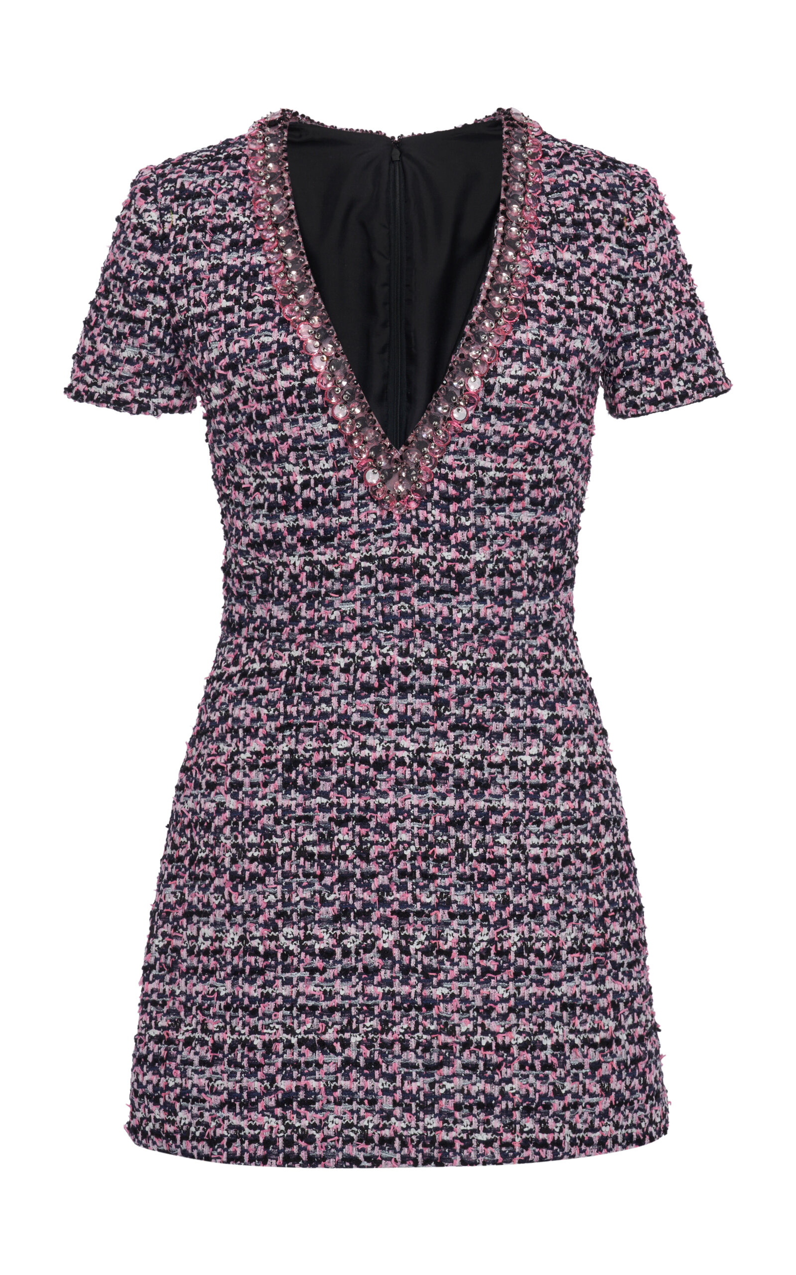 Valentino Embroidered Tweed Mini Dress In Black,white | ModeSens