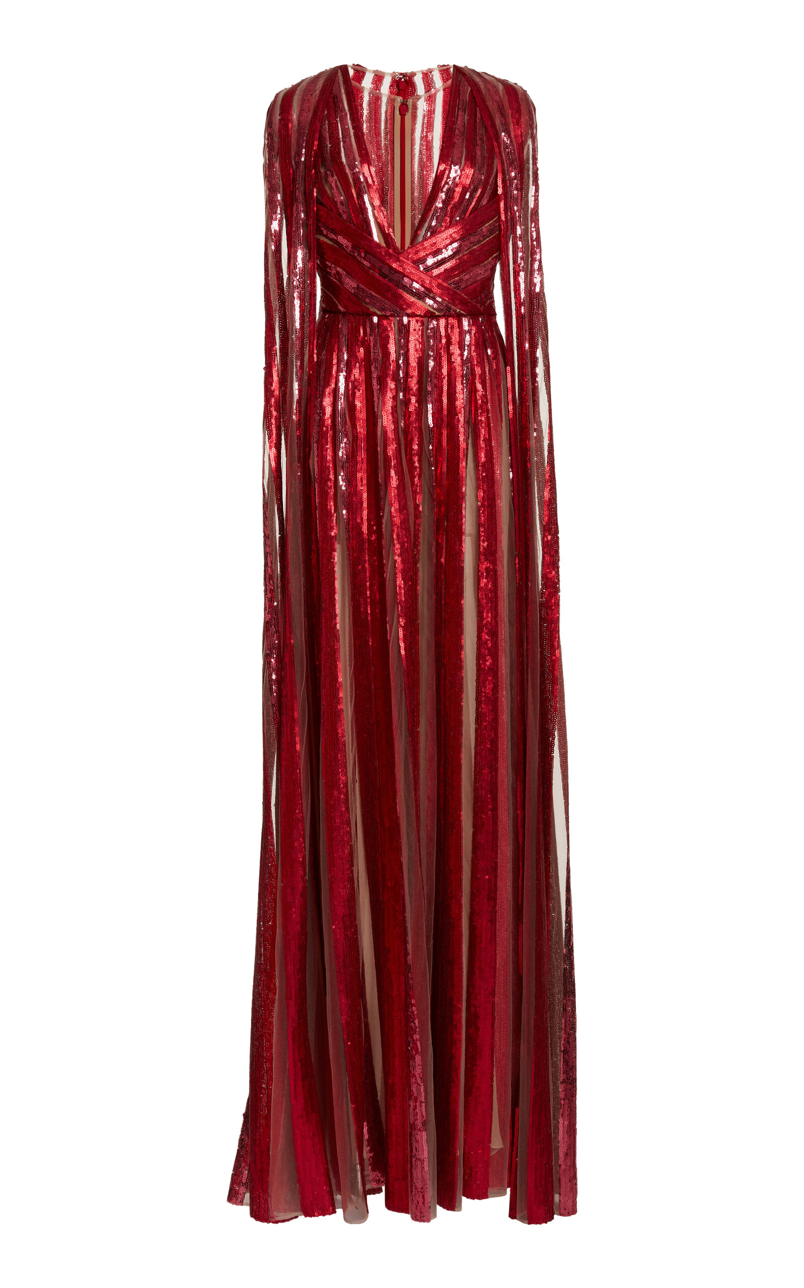 Elie Saab Metallic Draped Sheath Maxi Dress In Red | ModeSens
