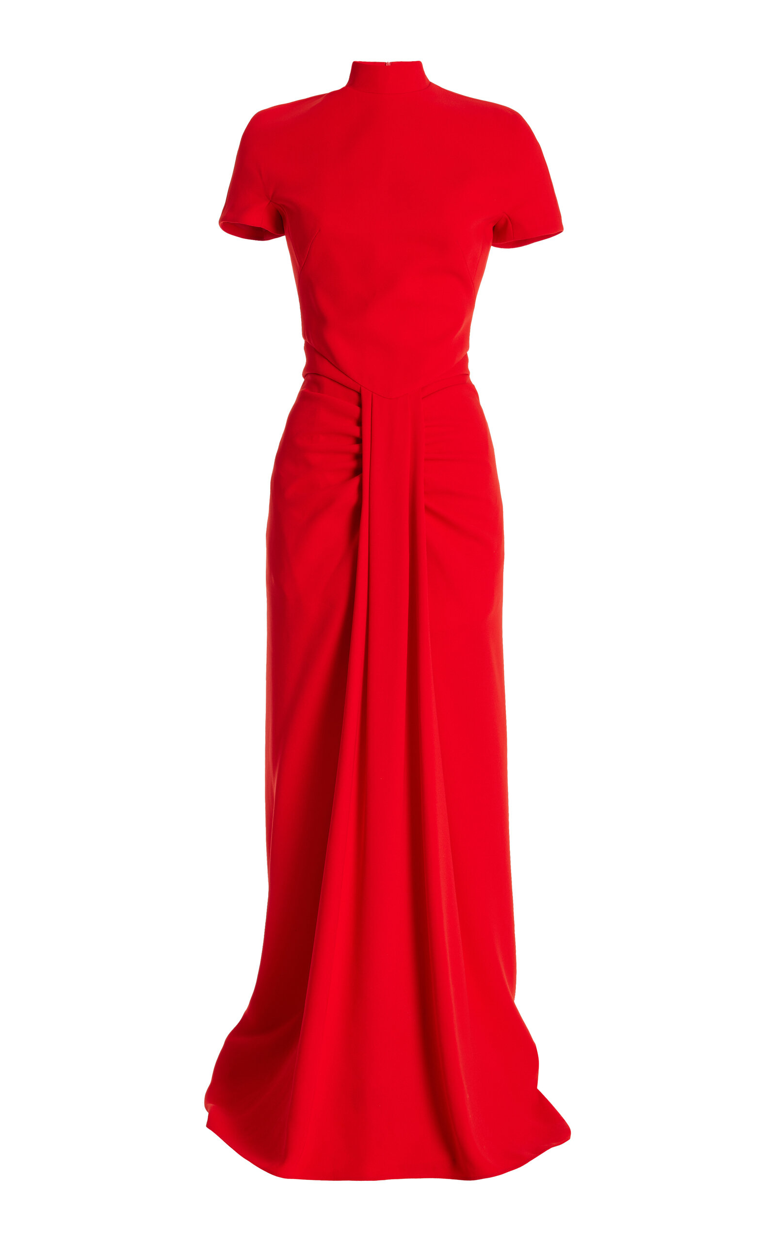Carla Zampatti Draped Crepe Waterfall Gown In Red | ModeSens