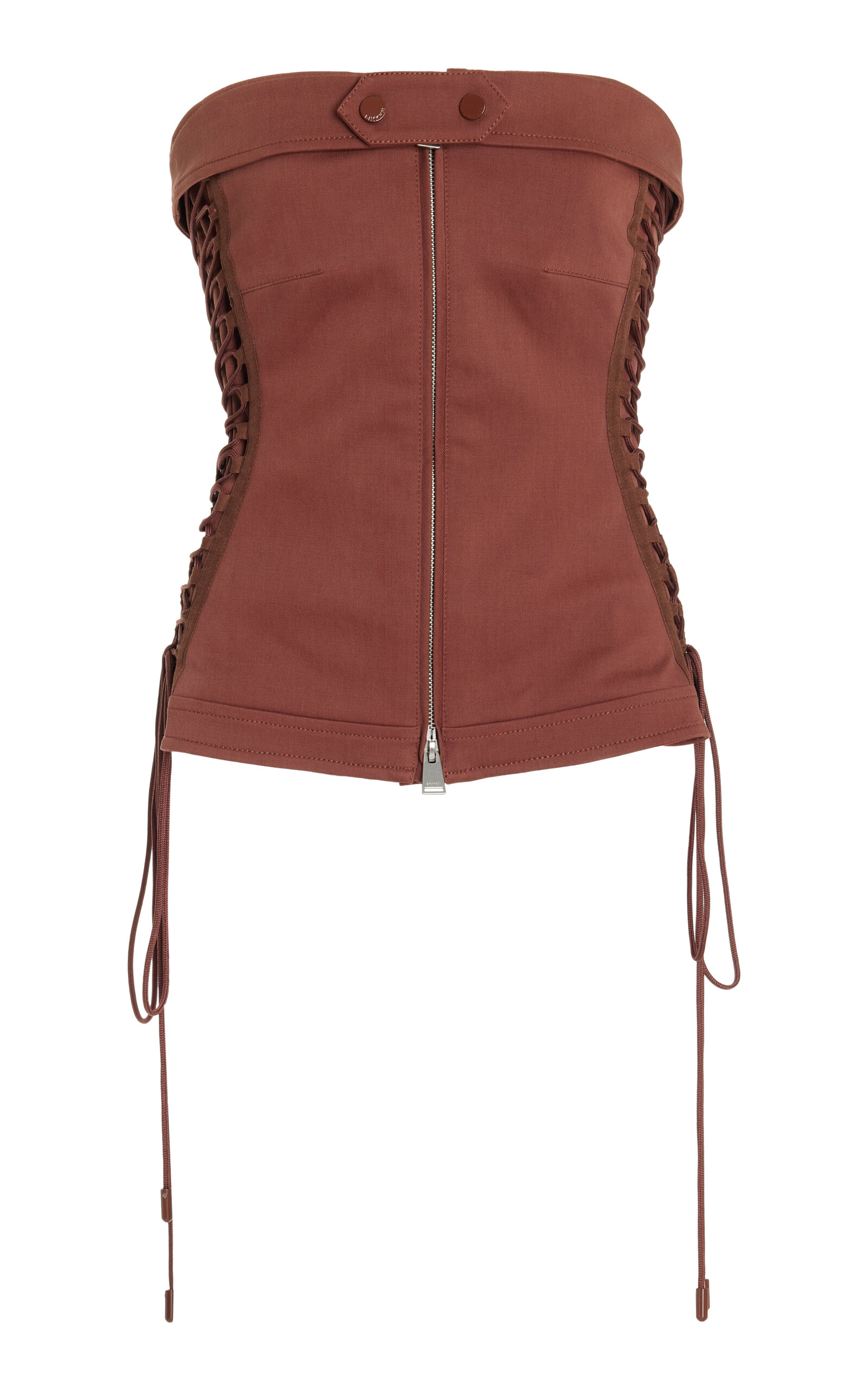 SIMKHAI Sasha Zip Up Bustier Top in Brown | Smart Closet